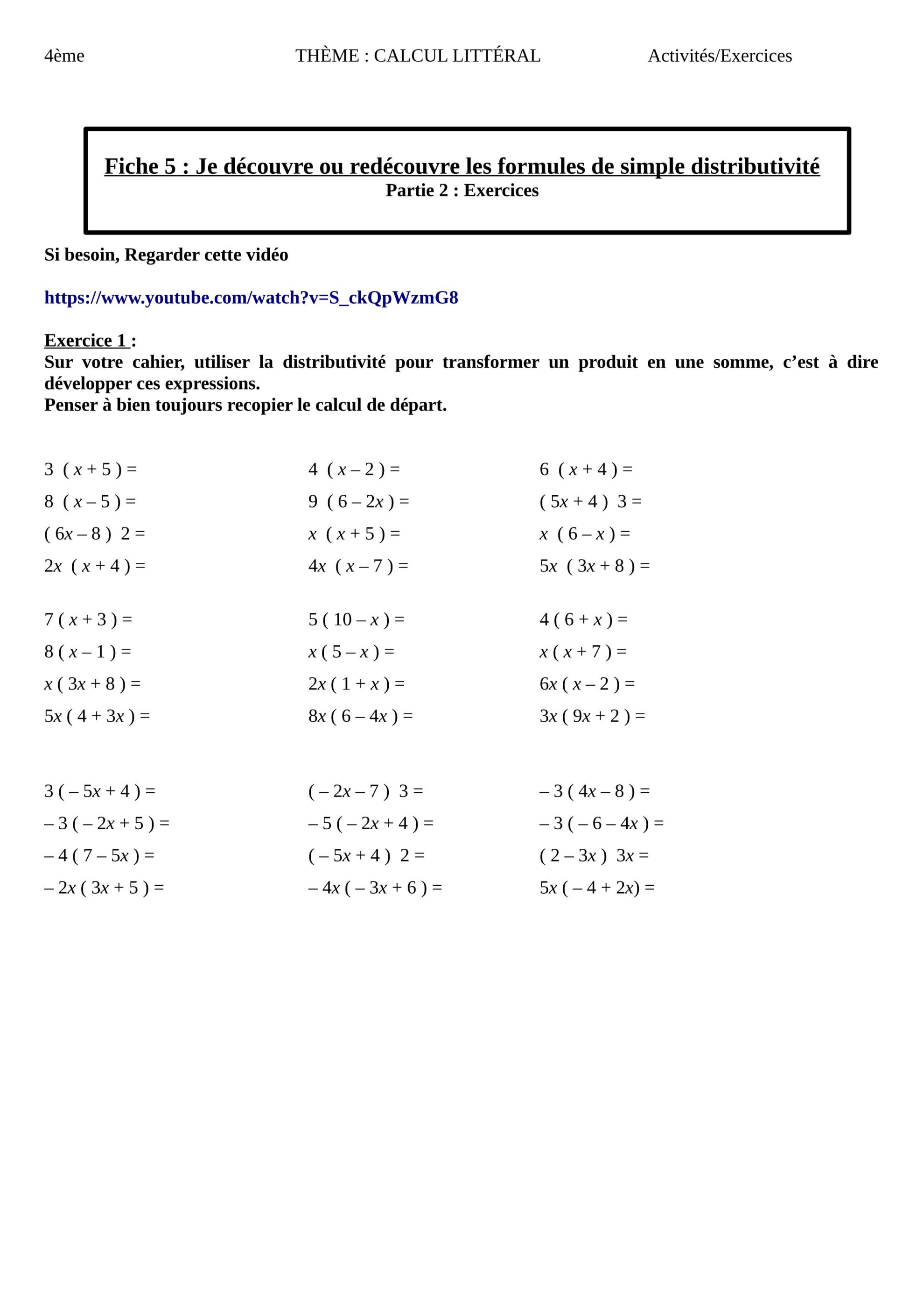 Les activités et les exercices – Maths au collège