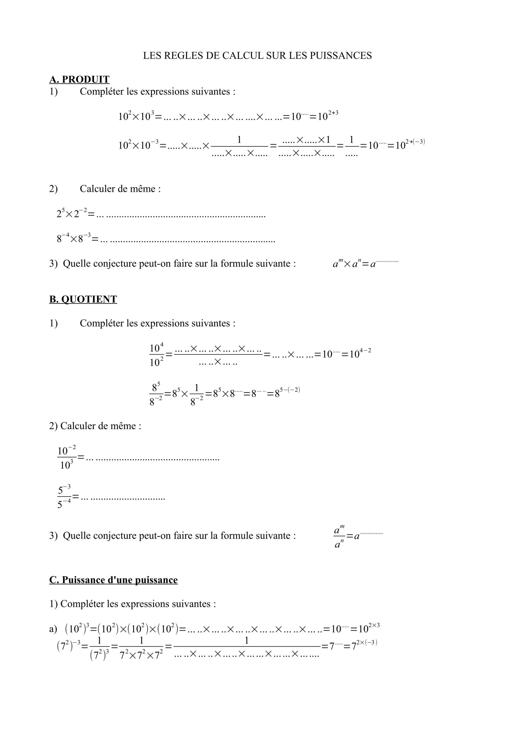 Les activités et les exercices – Maths au collège