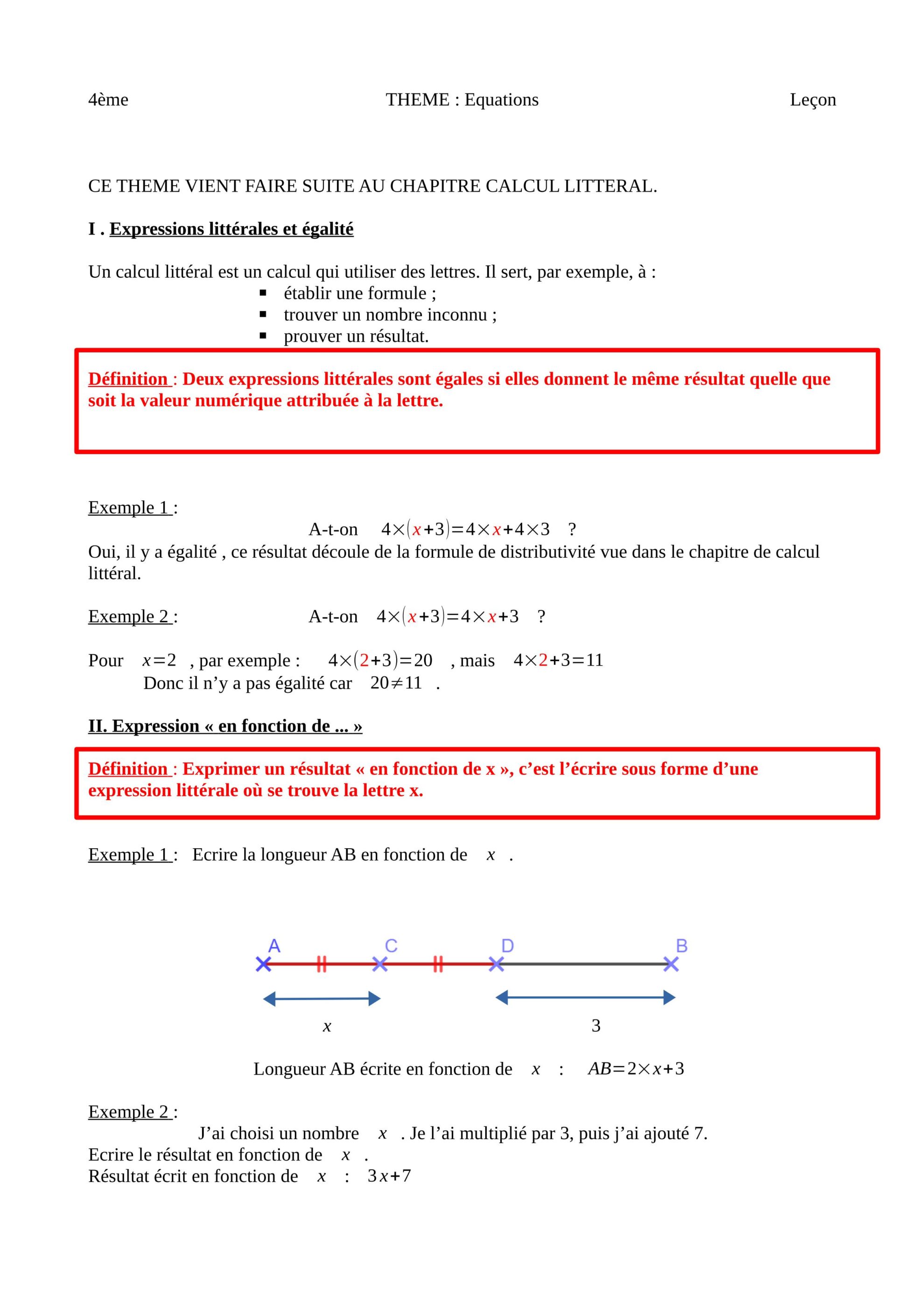 La leçon – Maths au collège
