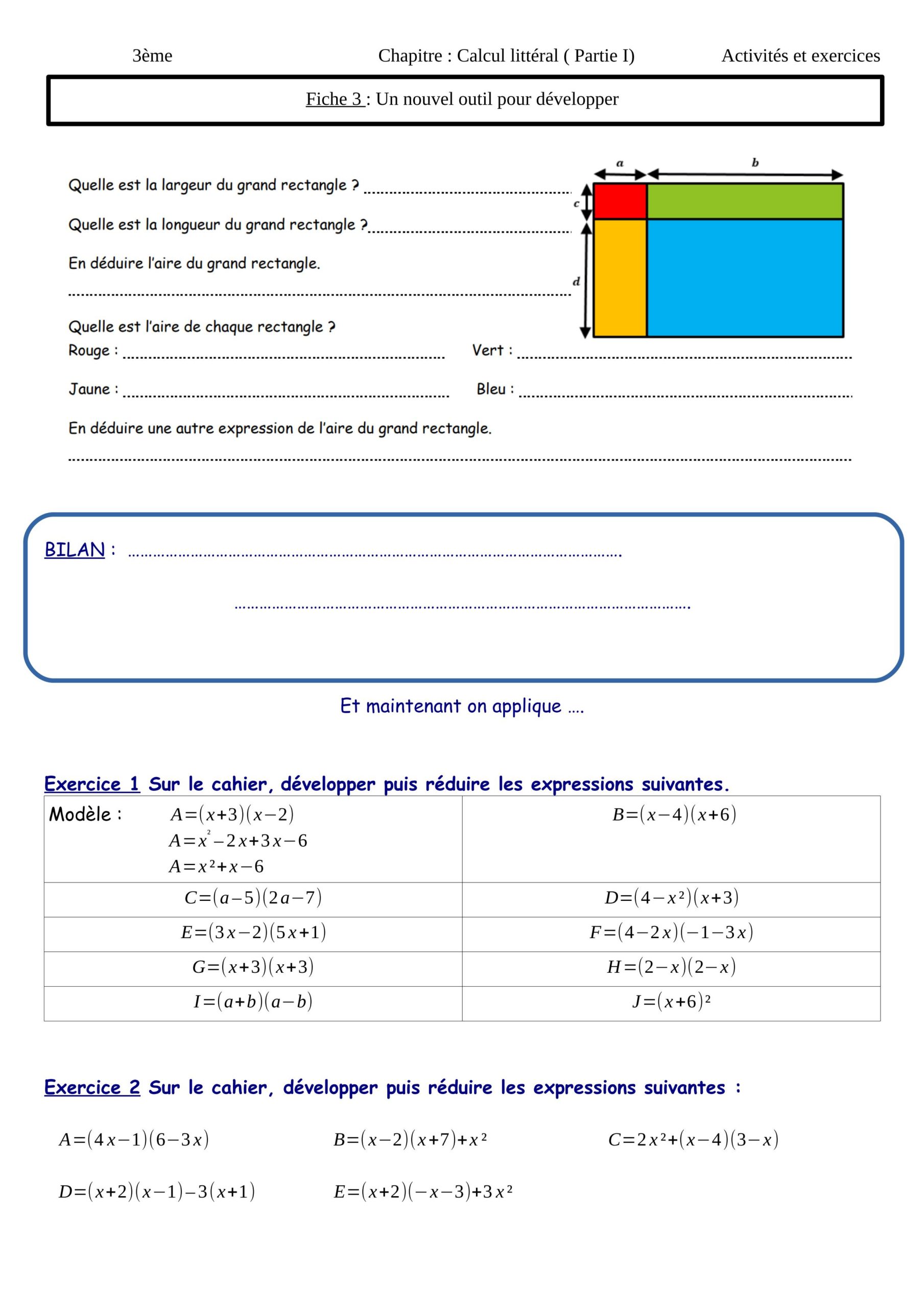 Les activités et les exercices – Maths au collège