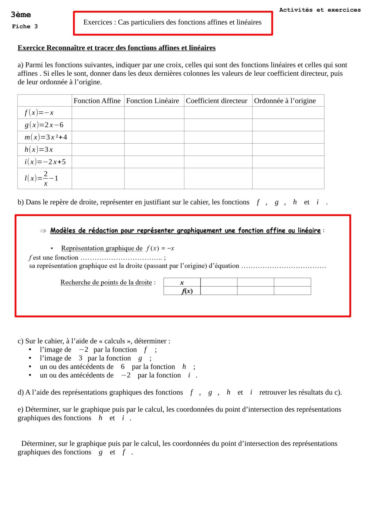 Les activités et les exercices – Maths au collège