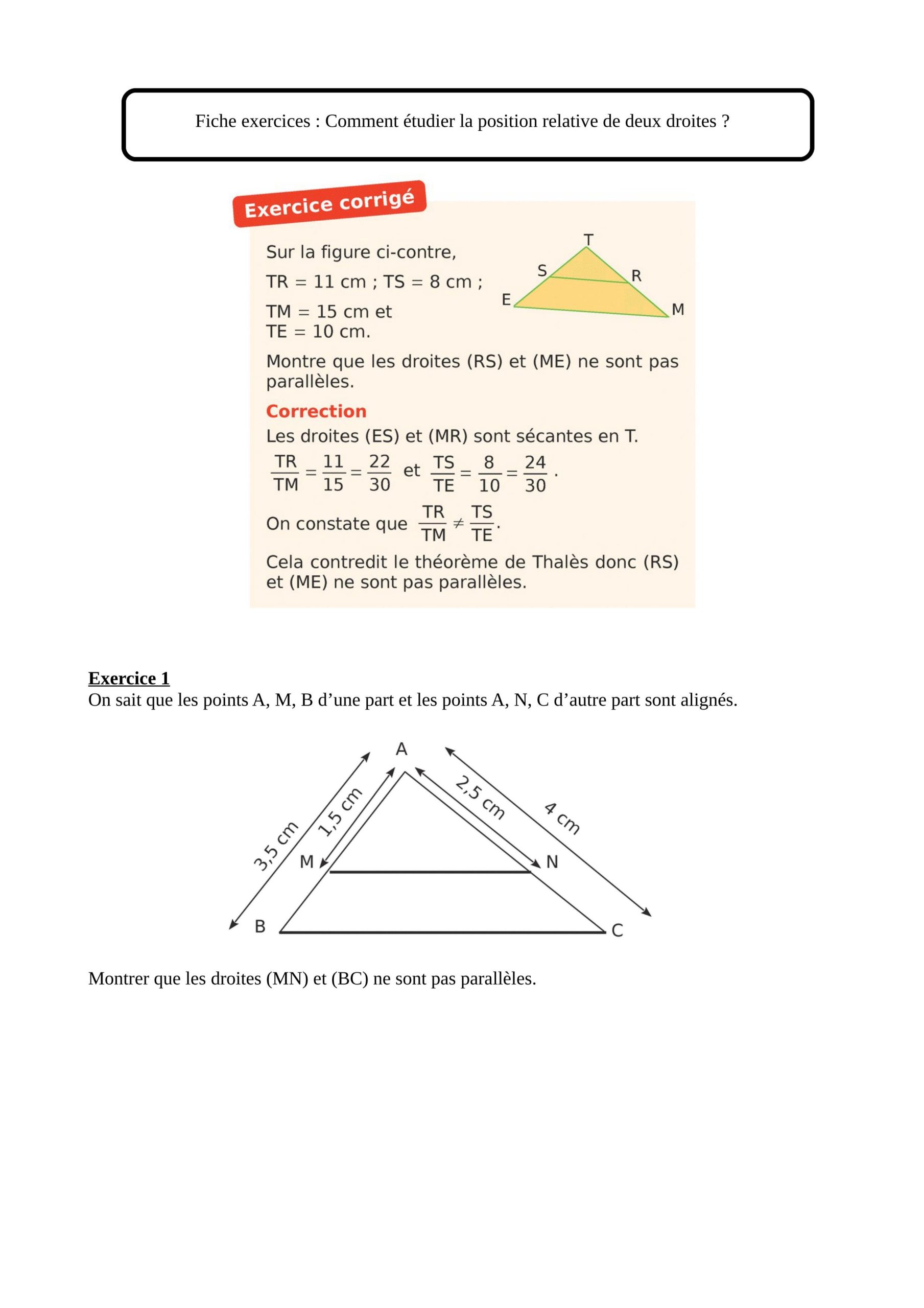Les activités et les exercices – Maths au collège