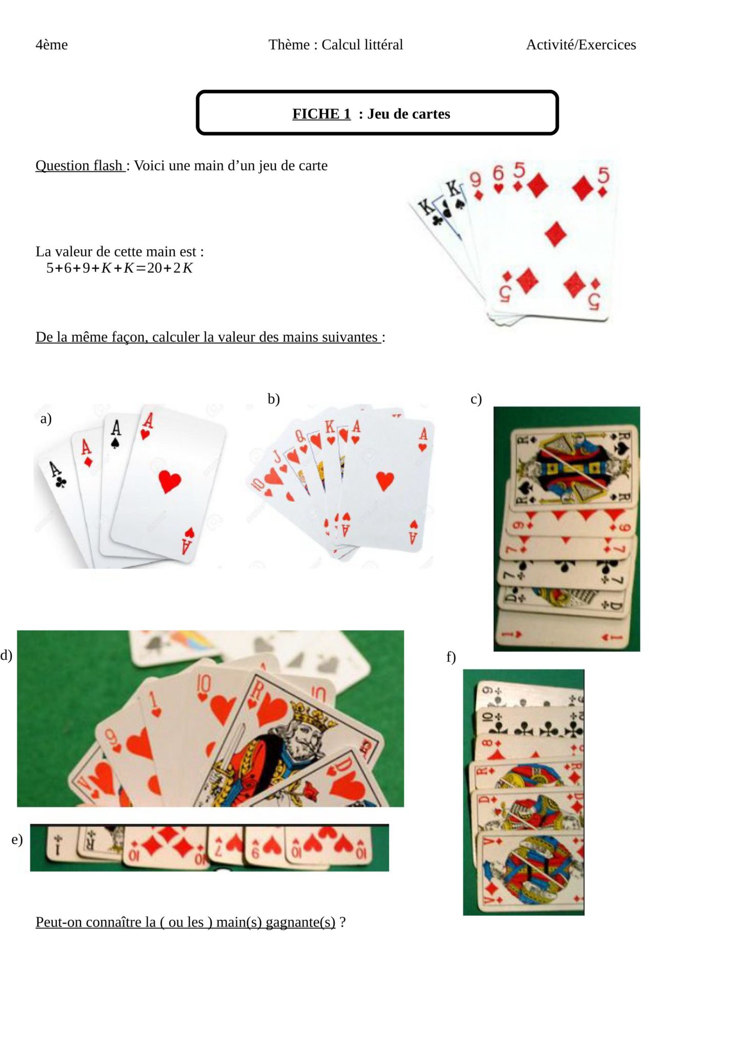 Les activités et les exercices – Maths au collège