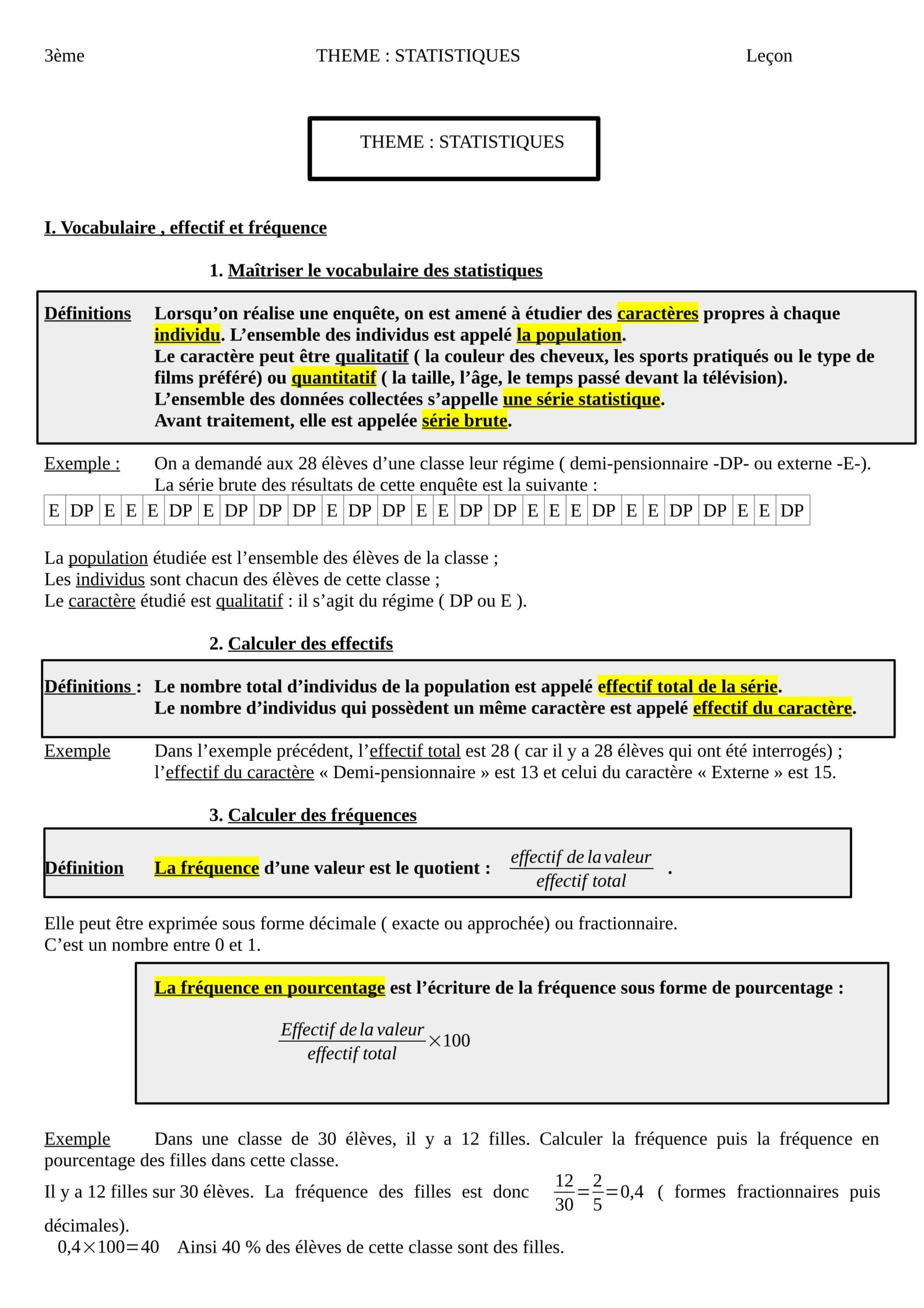 La leçon – Maths au collège