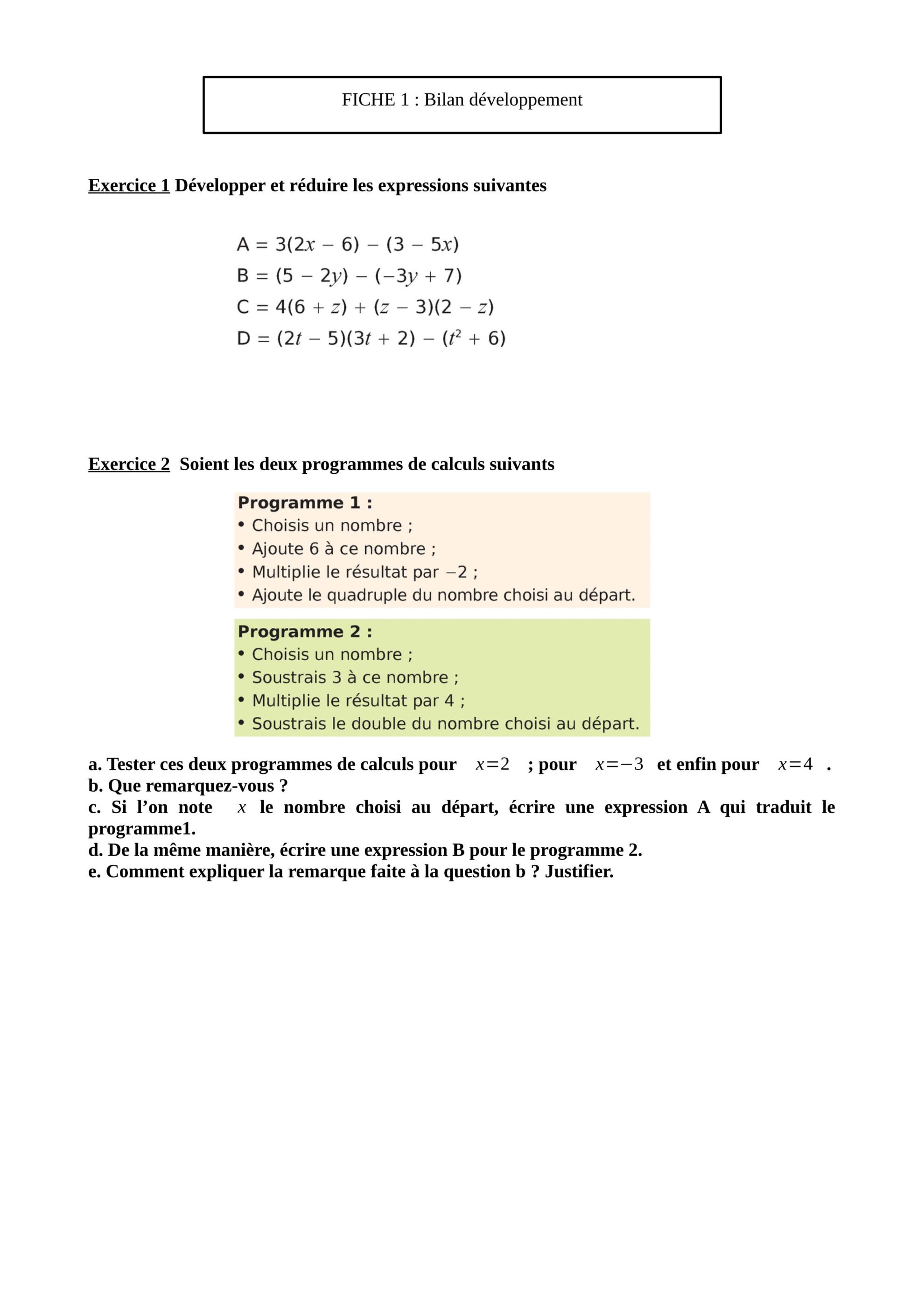 Les activités et les exercices – Maths au collège